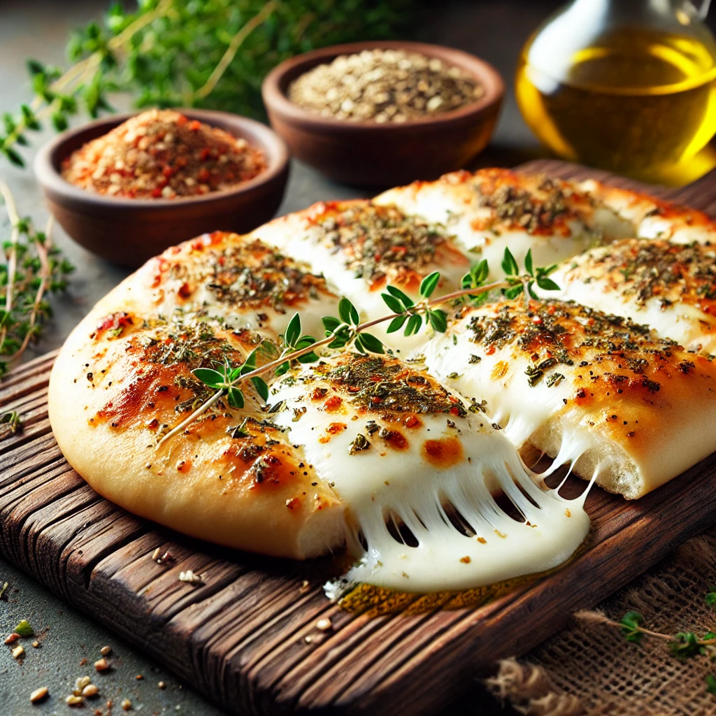 Mozzarella and Zaatar Manakish Recipe: Cheese & Spice Delight